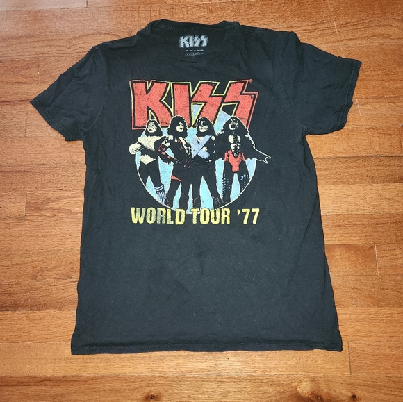 Kiss | Shirts | Kiss Kids World Tour 77 Black Tshirt | Poshmark